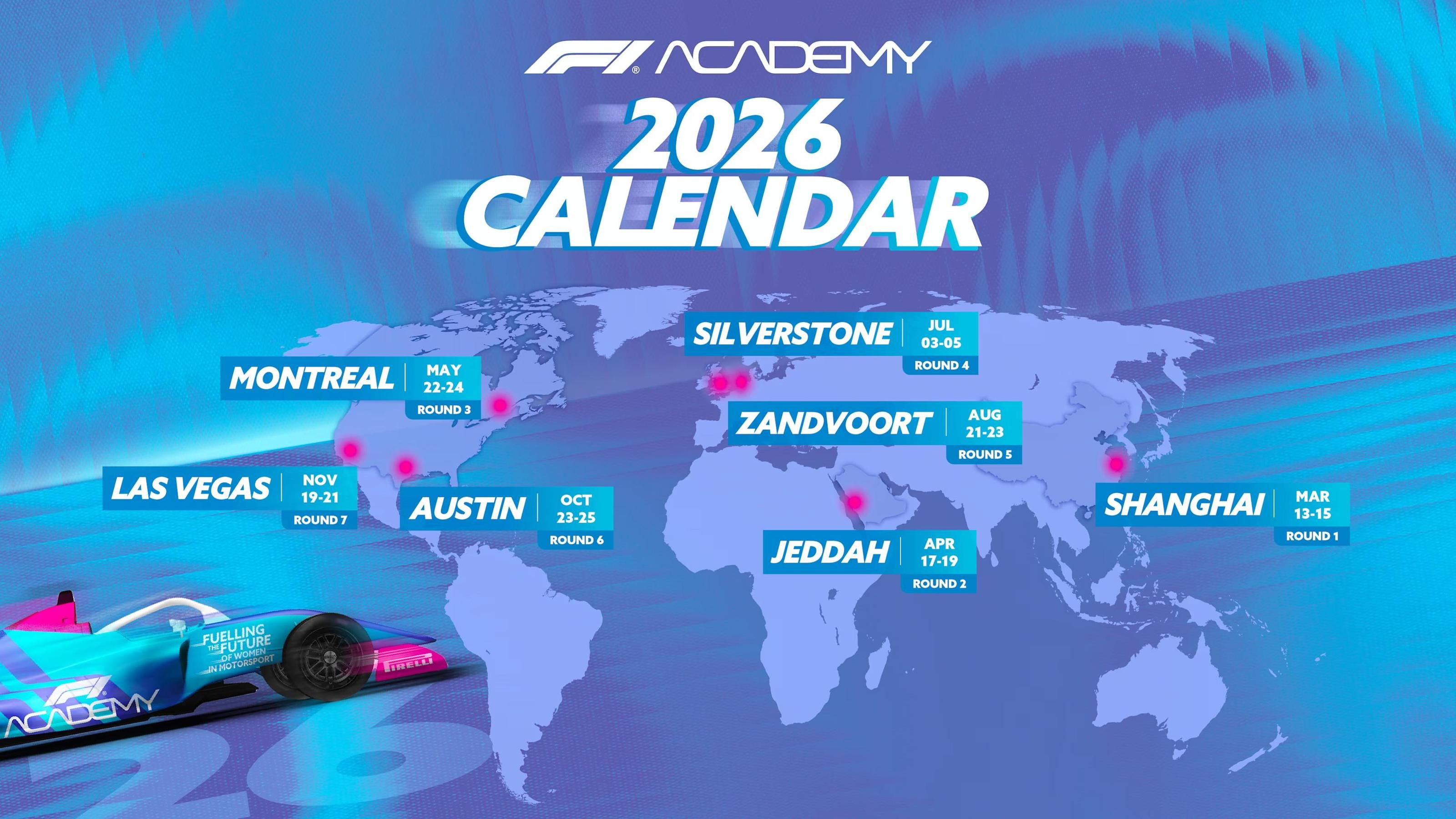 F1 Academy 2026: Calendario con debut en Silverstone y 7 eventos con F1