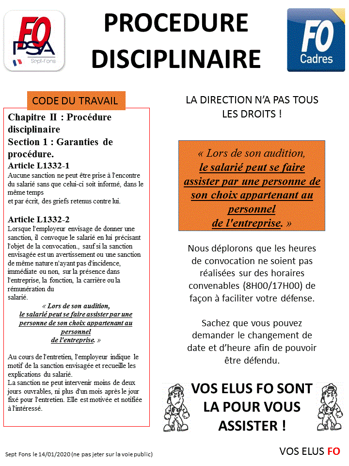 Procédure disciplinaire Procédure disciplinaire