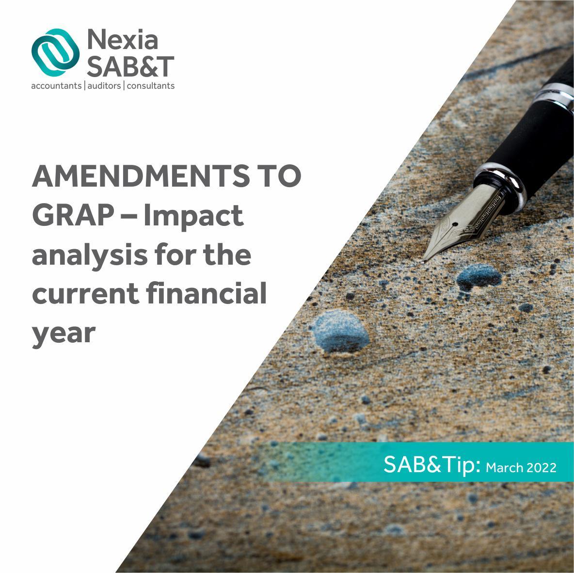 AMENDMENTS TO GRAP – Impact Analysis for the Current Financial Year