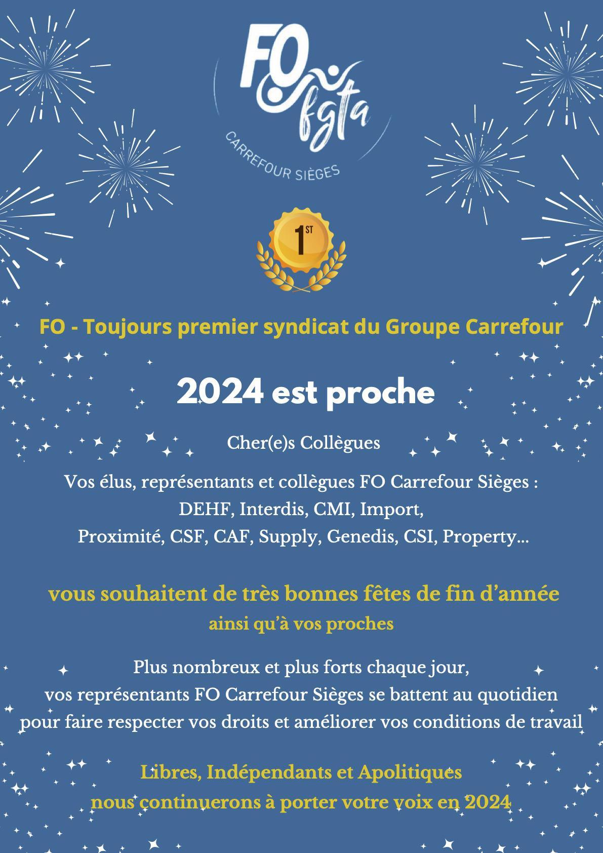 FO toujours premier Syndicat du Groupe Carrefour