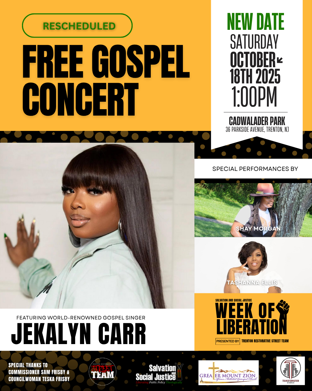 FREE Gospel Concert (w/Jekalyn Carr, World Renowned Gospel Singer)
