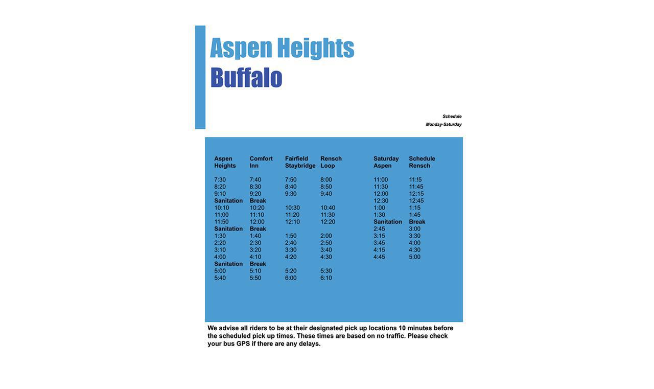 Aspen Buff Schedule