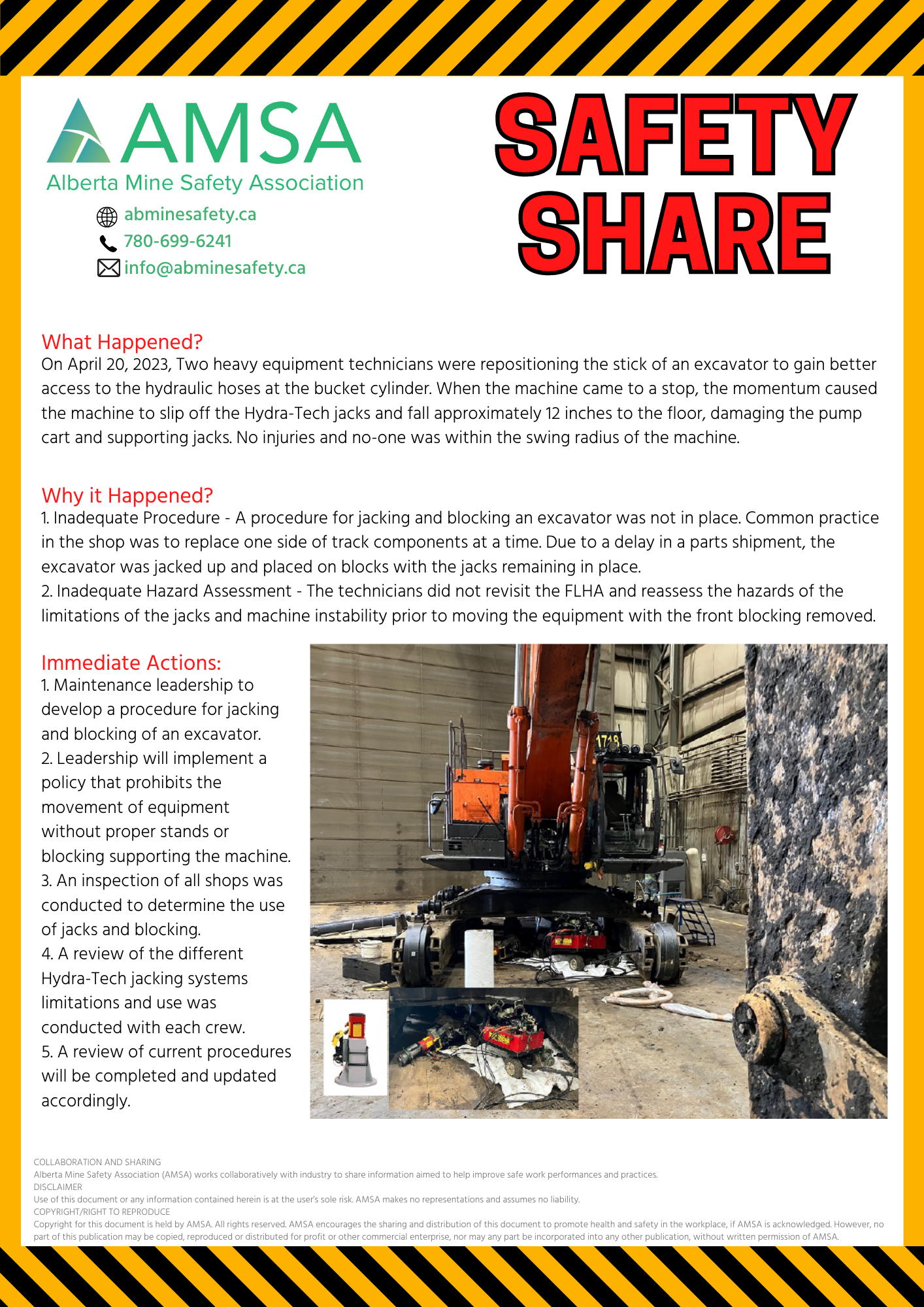 Excavator slips off Hydra-Tech Jacks